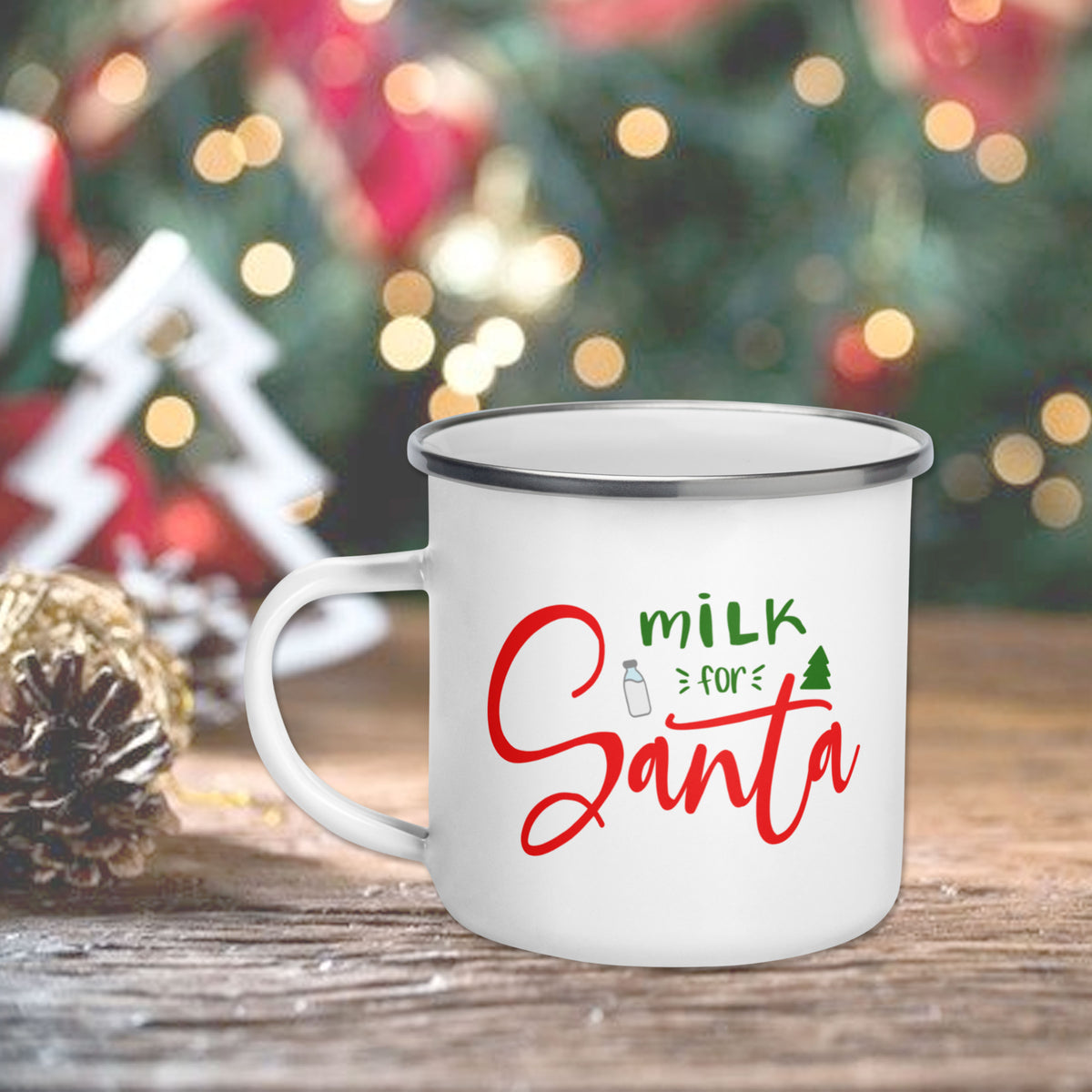 Milk For Santa Enamel Mug Gifts for Kids Christmas Eve Cookies ...