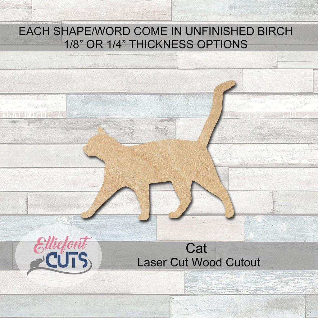 Cat Wood Cutouts Laser Cut Shapes DIY Blank Craft Supplies – Elliefont ...