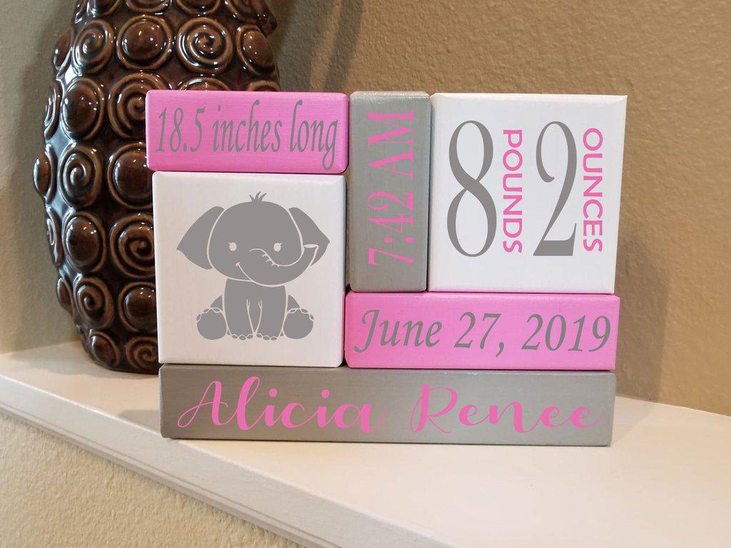 Baby Birth Stats Wooden Block Set Best Personalized Baby Gift Keepsake ...